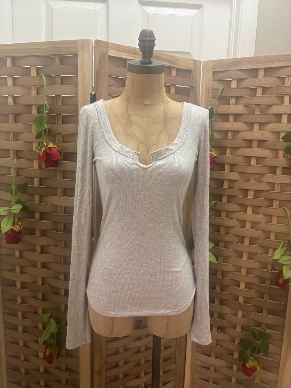 Joah Brown | Tops | Joah Brownjoah Brown Pearl Gray Henley Ribbed Long ...